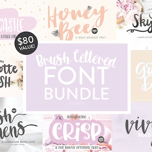 Brush Lettered Font Bundle April 2020, Installable .otf Font, Cursive ...