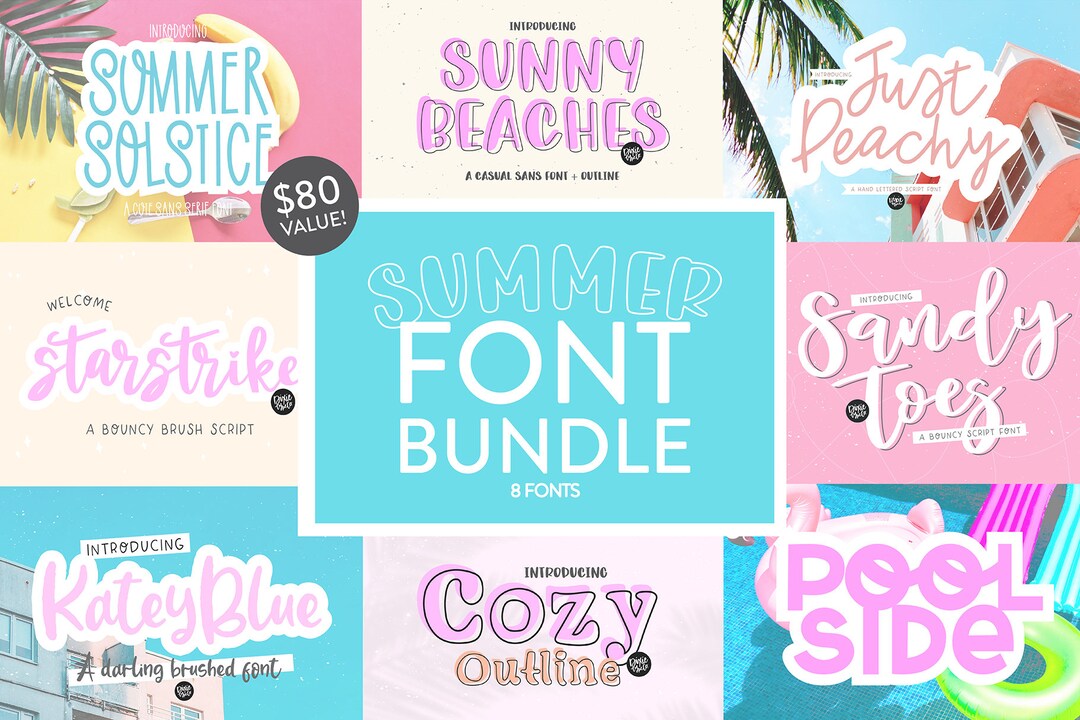 Summer Font Bundle 2020, Installable .otf Font, Cursive Font, Brush ...