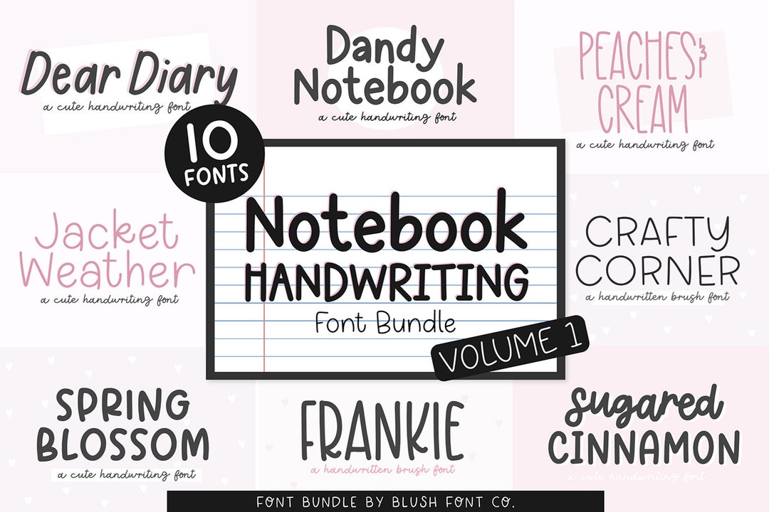 Notebook Handwriting Font Bundle Vol. 1, Font Bundle for Cricut ...