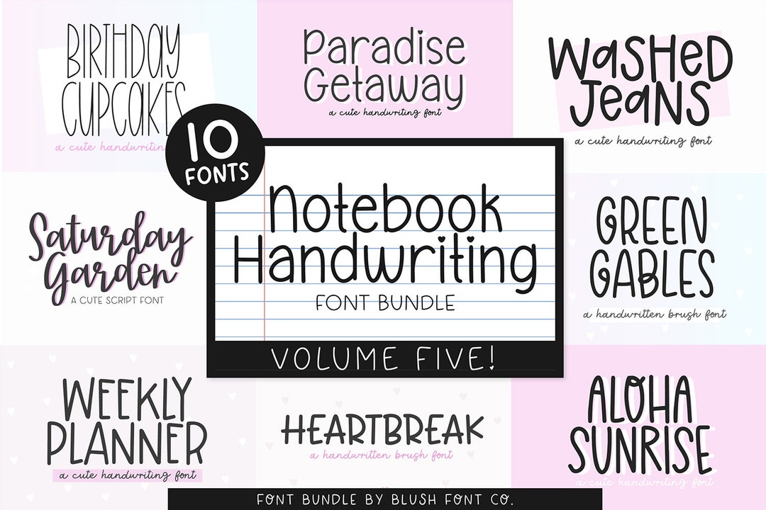 Notebook Handwriting Font Bundle Vol. 5, Font Bundle for Cricut ...