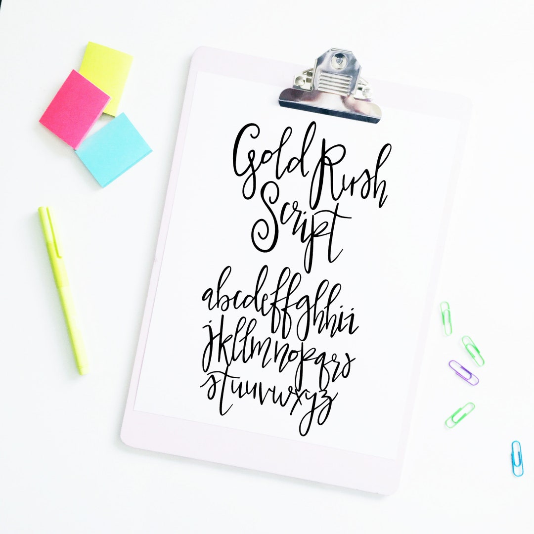 SVG Font INSTANT DOWNLOAD gold Rush Script Includes Caps, Svg, Script ...