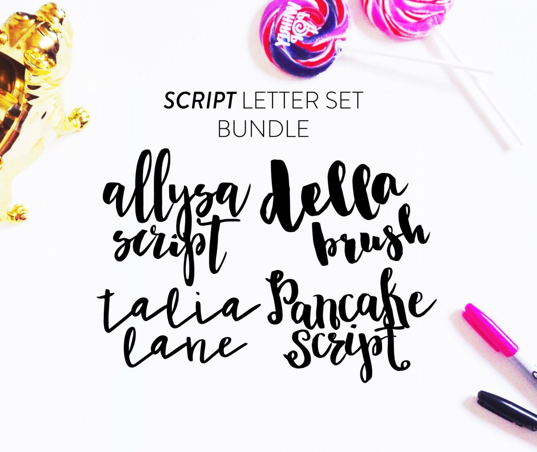 New SCRIPT Letter Set BUNDLE-INSTANT Download 4 Script Brush Fonts in ...