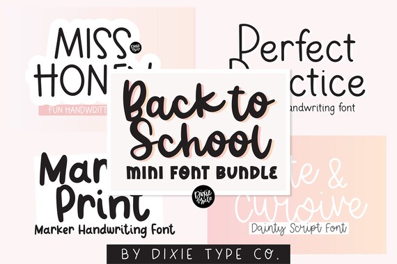 MINI FONT BUNDLE Back to School Font Bundle for Cricut - Etsy