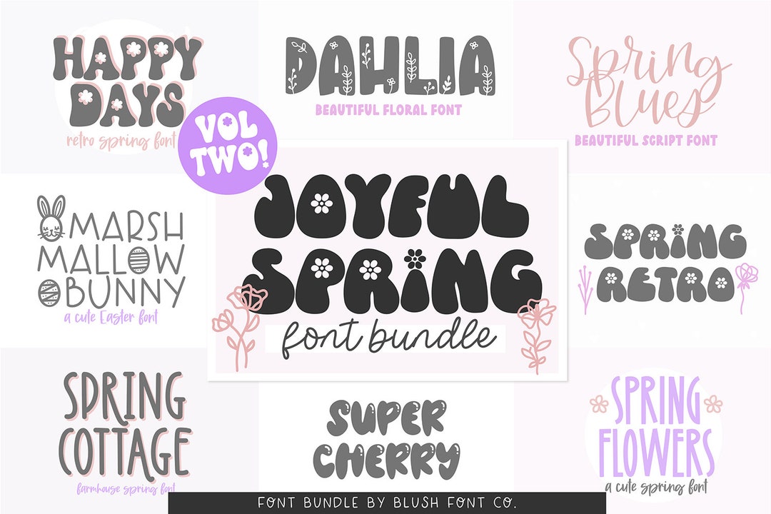 JOYFUL SPRING Font Bundle Vol. 2, Font Bundle for Cricut, Spring Fonts ...