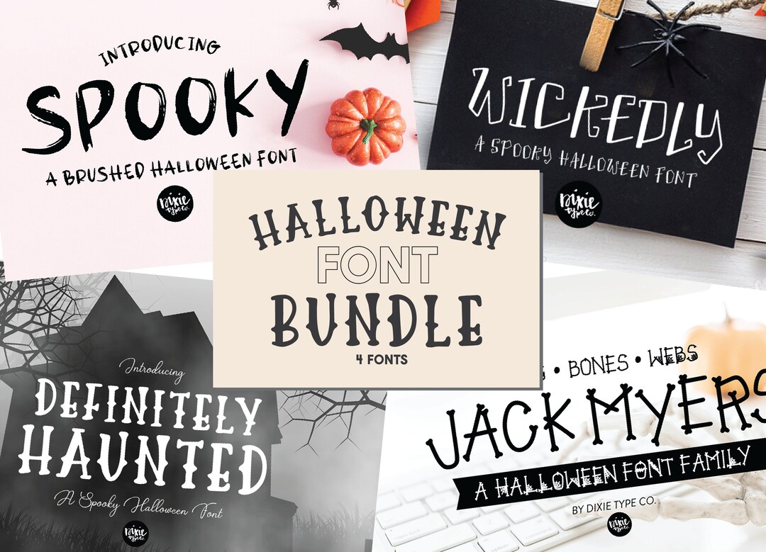 HALLOWEEN Font Bundle, .OTF Font, Font Bundle, Halloween Fonts, Hand ...