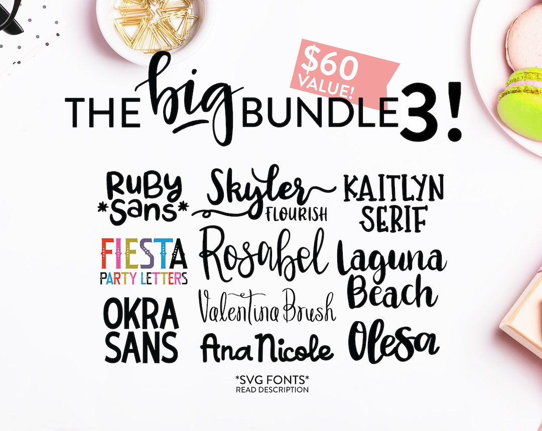 NEW! SVG Fonts Bundle Instant Download "the Big Bundle 3" Svg Font ...