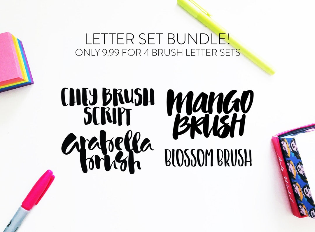 Letter Set BUNDLE-INSTANT DOWNLOAD Four Brush Fonts in Svg Format, Font ...
