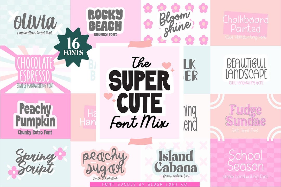 16 FONTS! SUPER CUTE Font Mix - Font Bundle, Font Bundles for Cricut ...