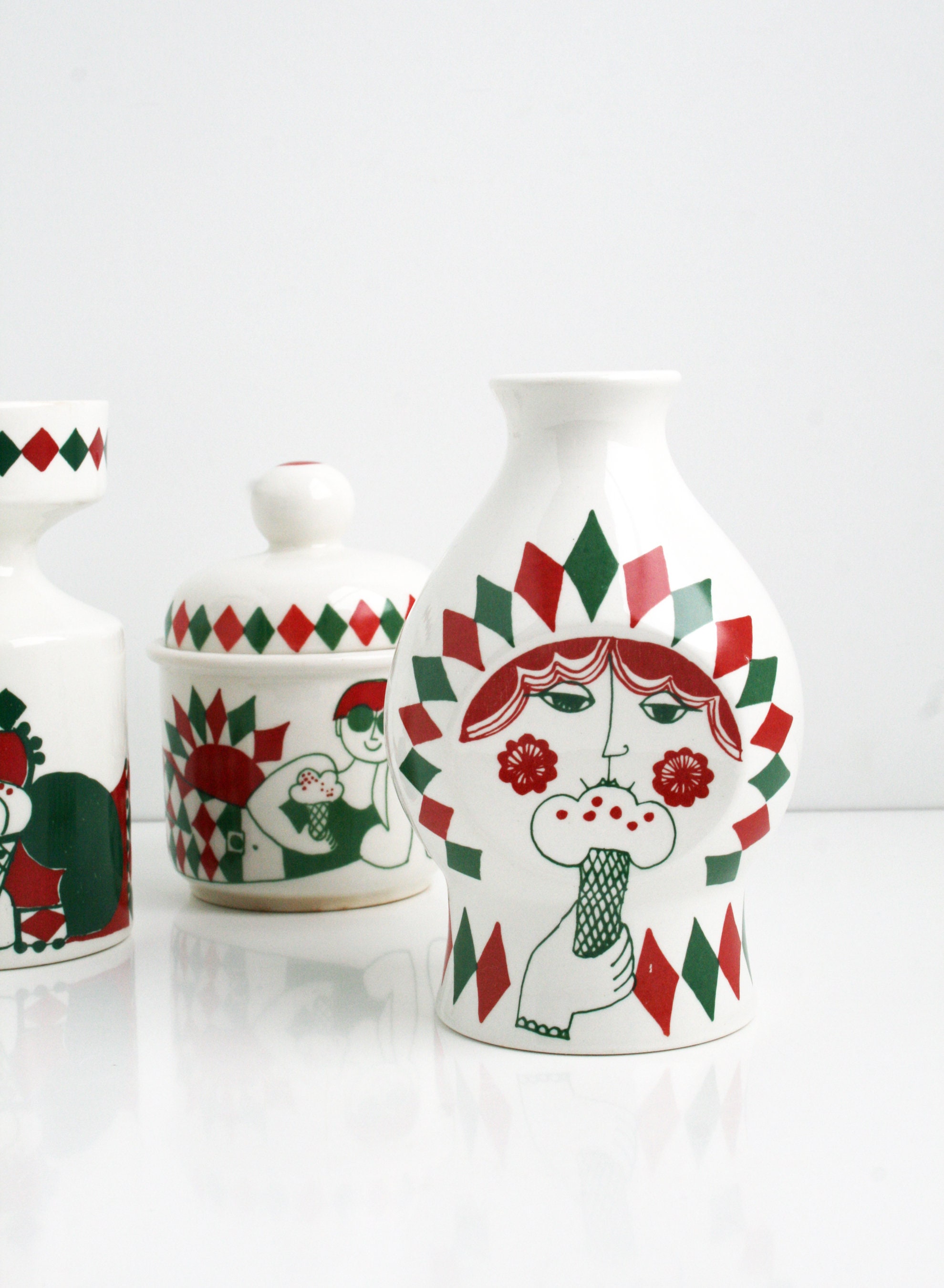 RARE Hennig Olsens Figgjo Norway Ice Cream Vase Scandinavian Mid ...