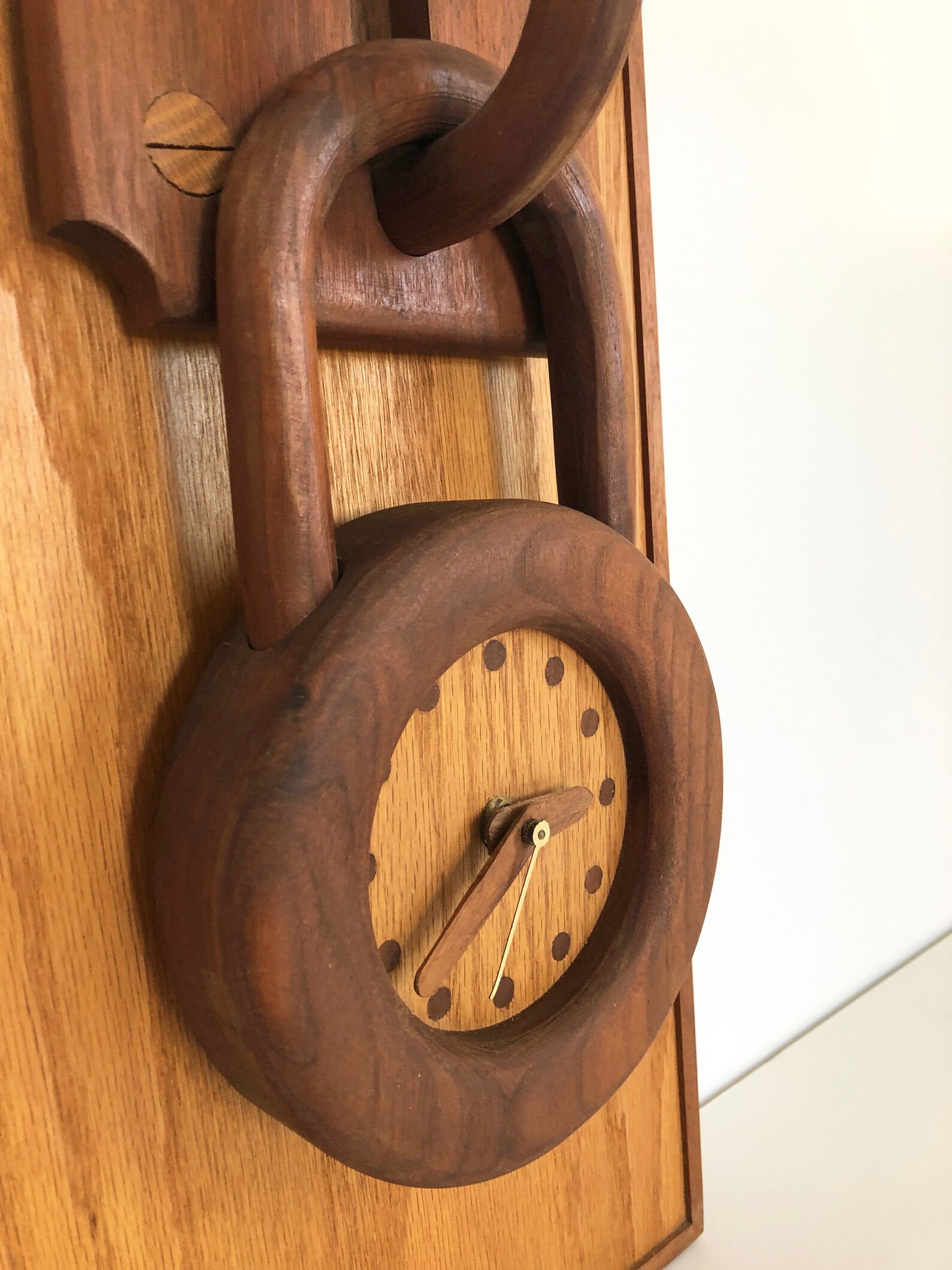 Vintage American Studio Craft Walnut Wood Lock Wall Clock - Etsy
