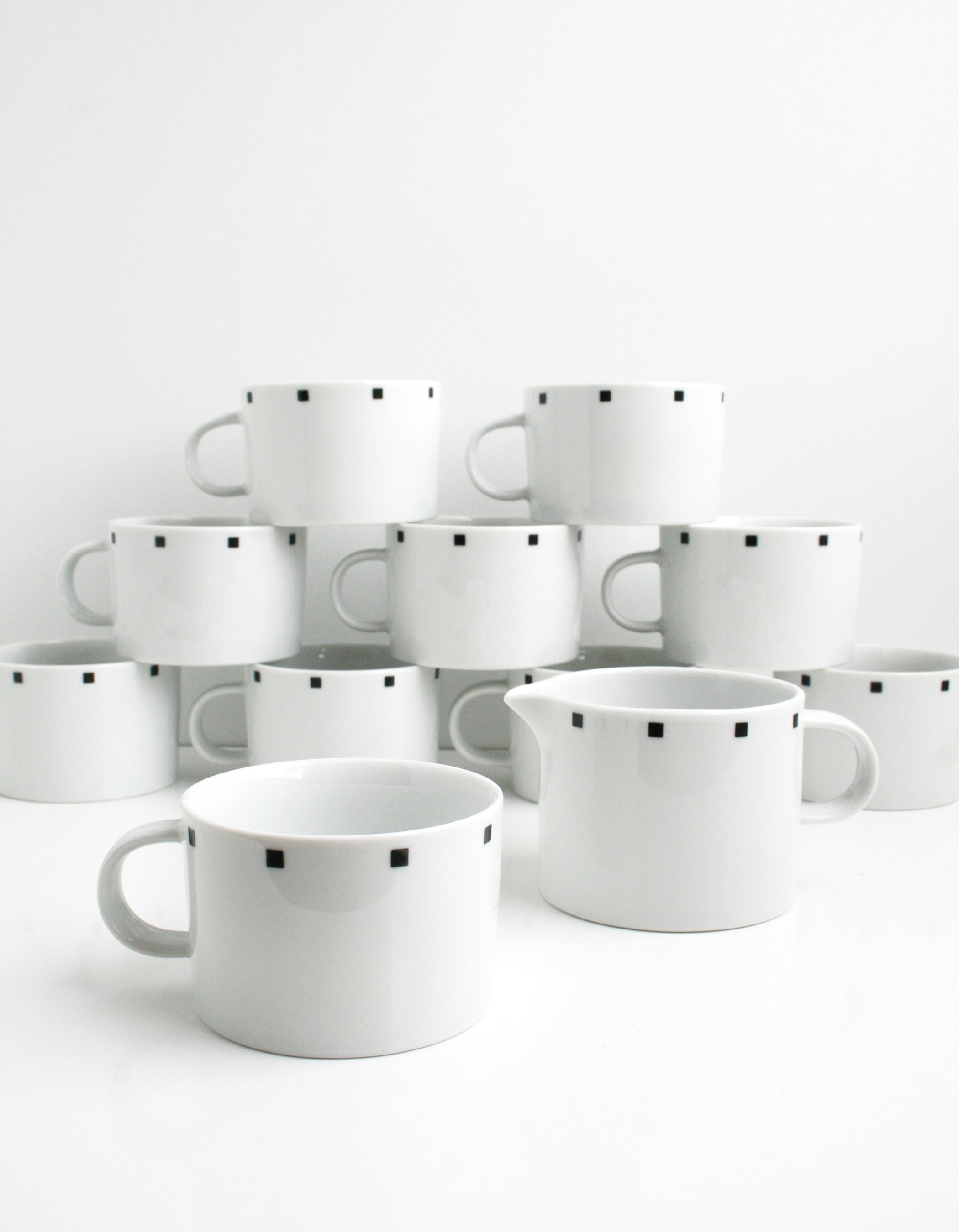 Sasaki Metropolis Black Post Modern Cups Creamer 11pc Set | Etsy