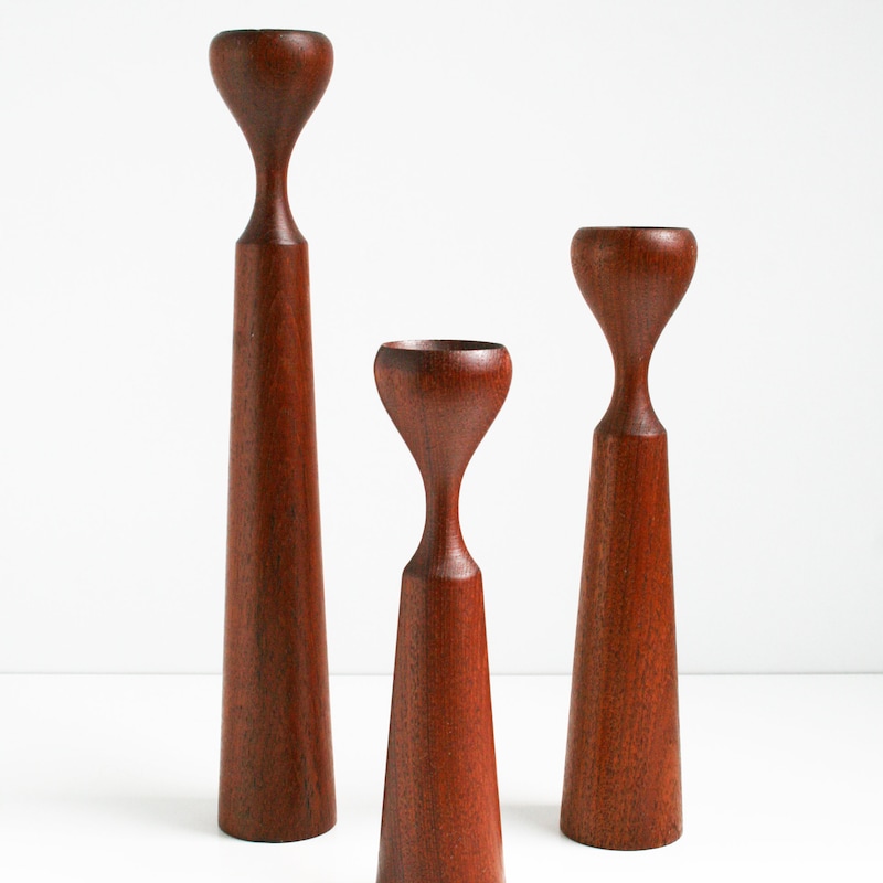 Teak Candlesticks - Etsy