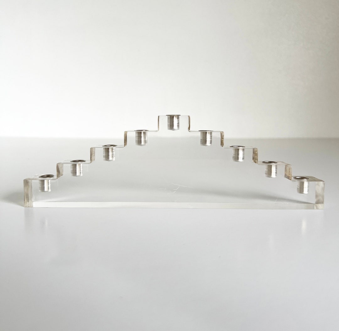 Vintage Lucite Acrylic Metal Menorah Candleholder Hanukkah Decor - Etsy
