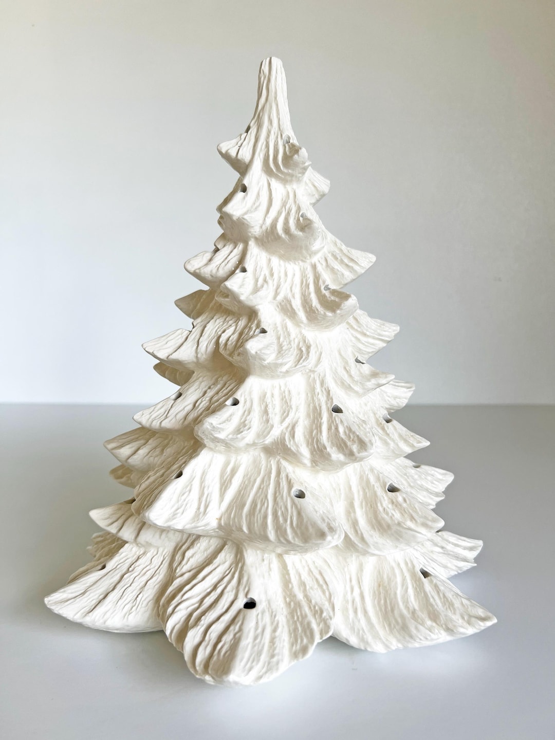 Vintage White Ceramic Christmas Tree 13.5 Large Holiday Pottery Eva Mid ...