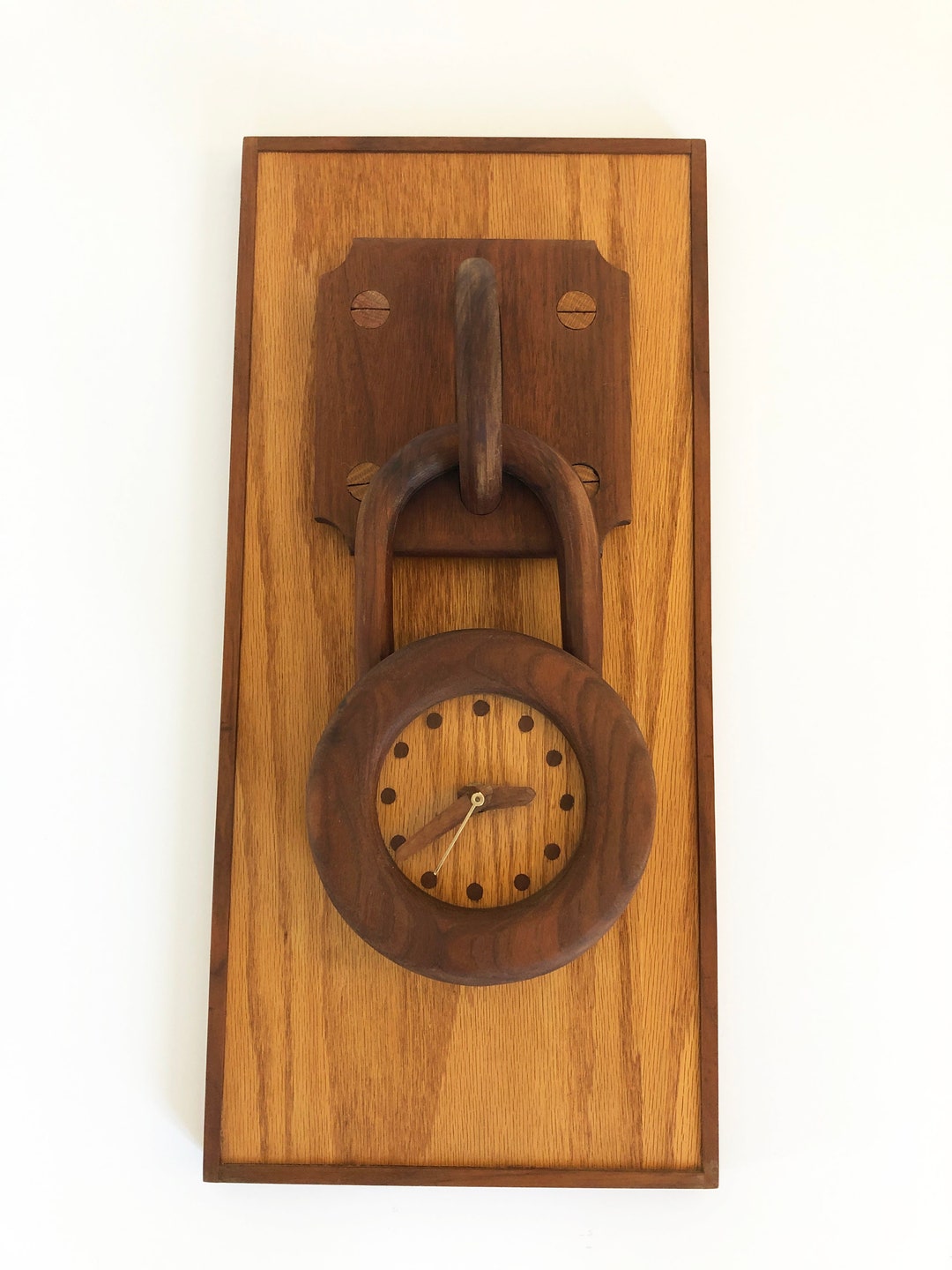 Vintage American Studio Craft Walnut Wood Lock Wall Clock - Etsy