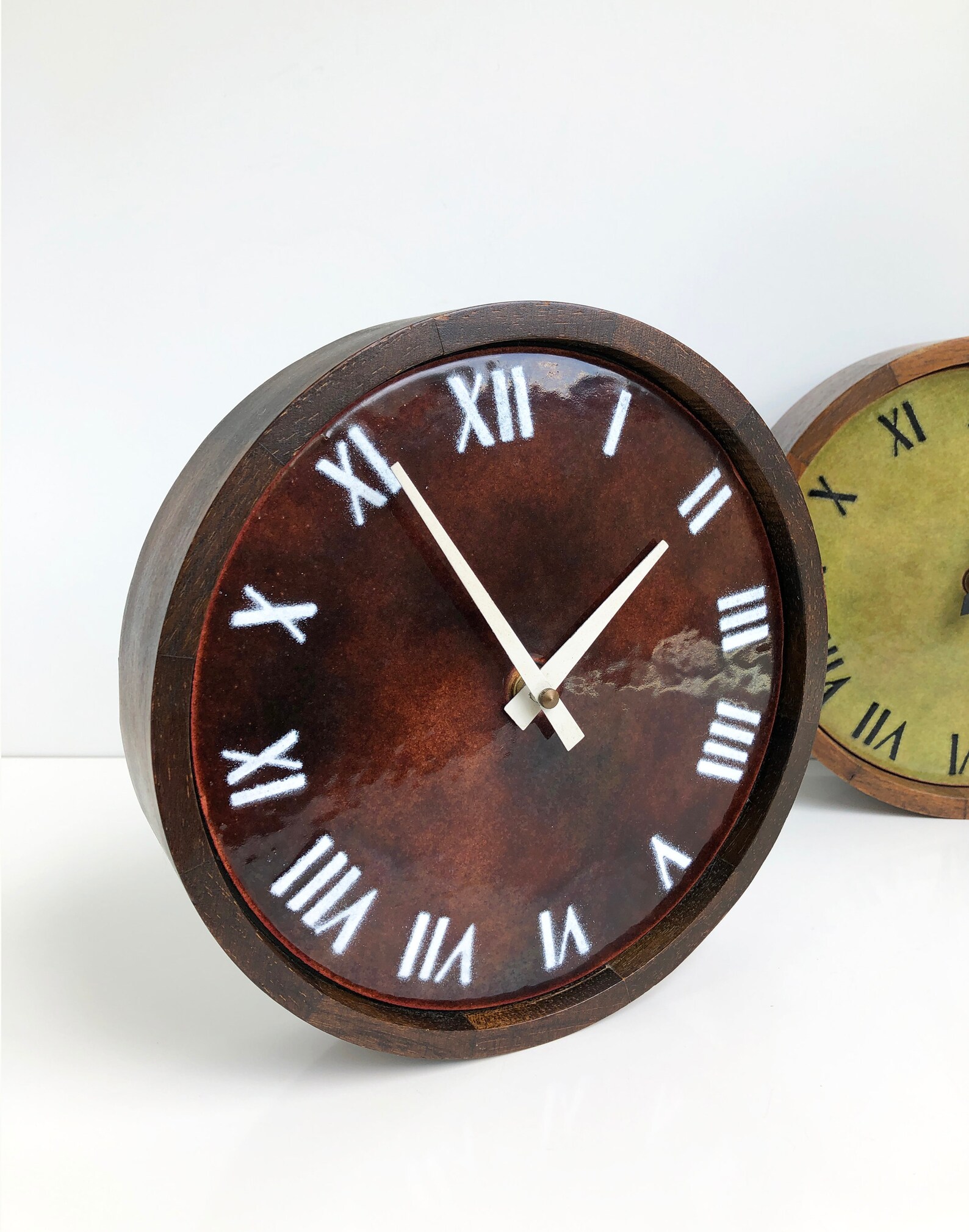 RARE Mid Century Robert Wuersch Enamel Copper Wood Wall Clock | Etsy