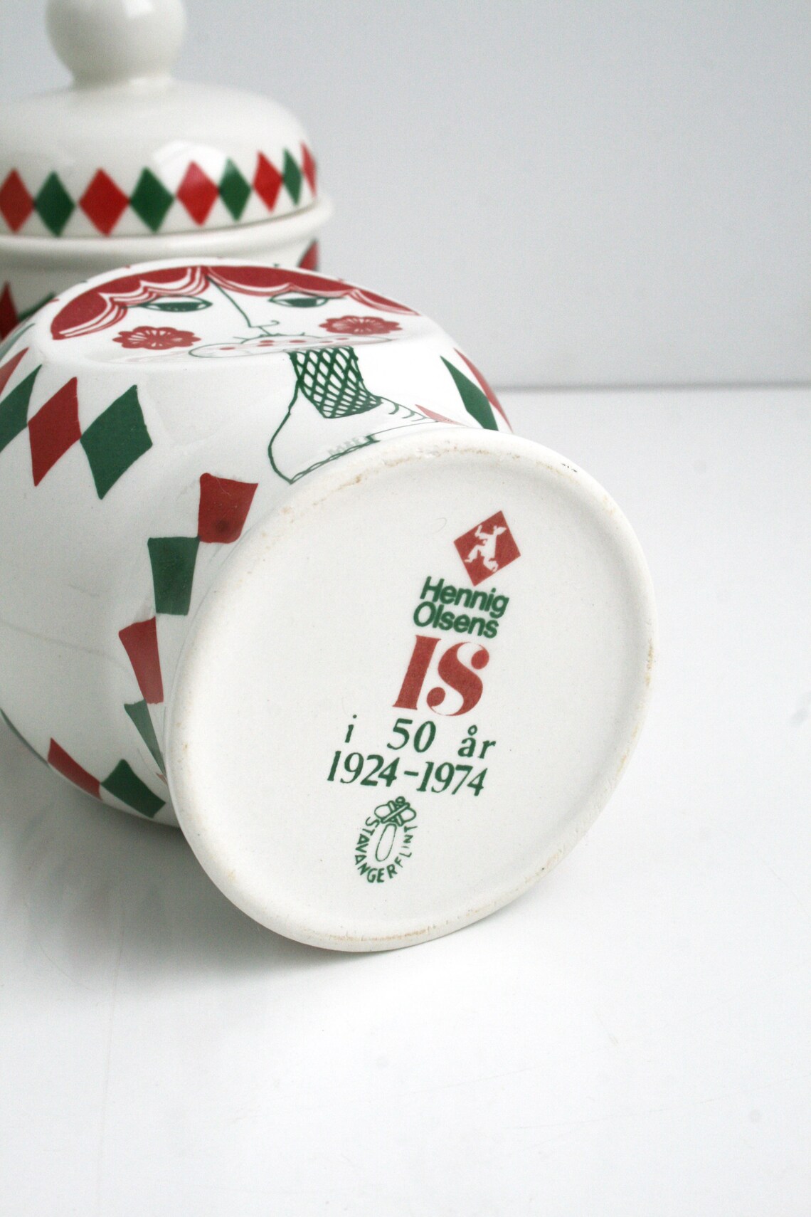RARE Hennig Olsens Figgjo Norway Ice Cream Vase Scandinavian Mid ...