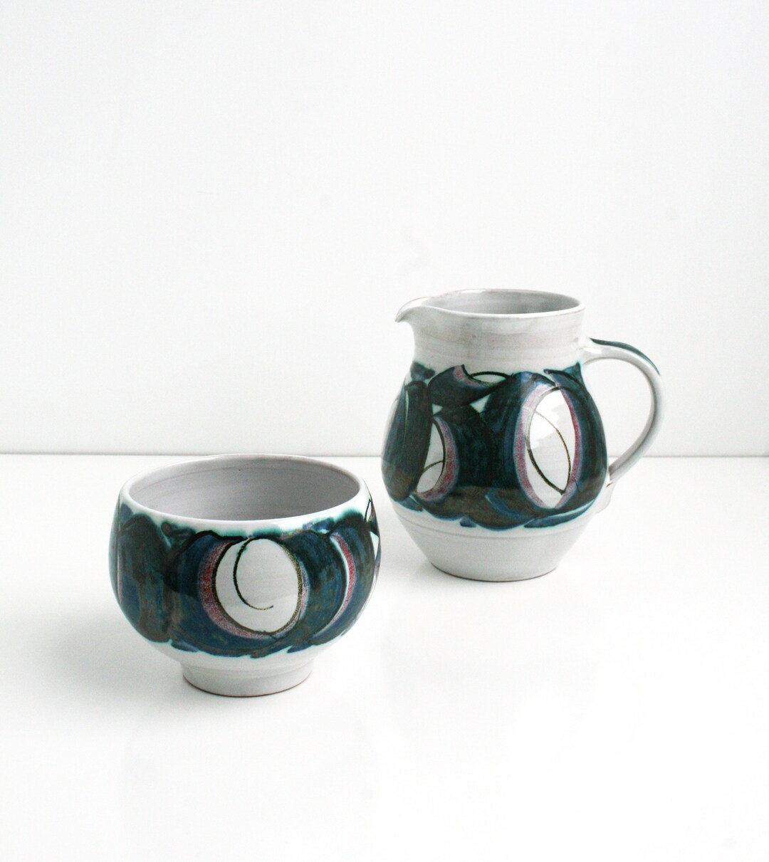 Aldermaston Pottery Edgar Campden England Pitcher Bowl 2pc Set Mid ...