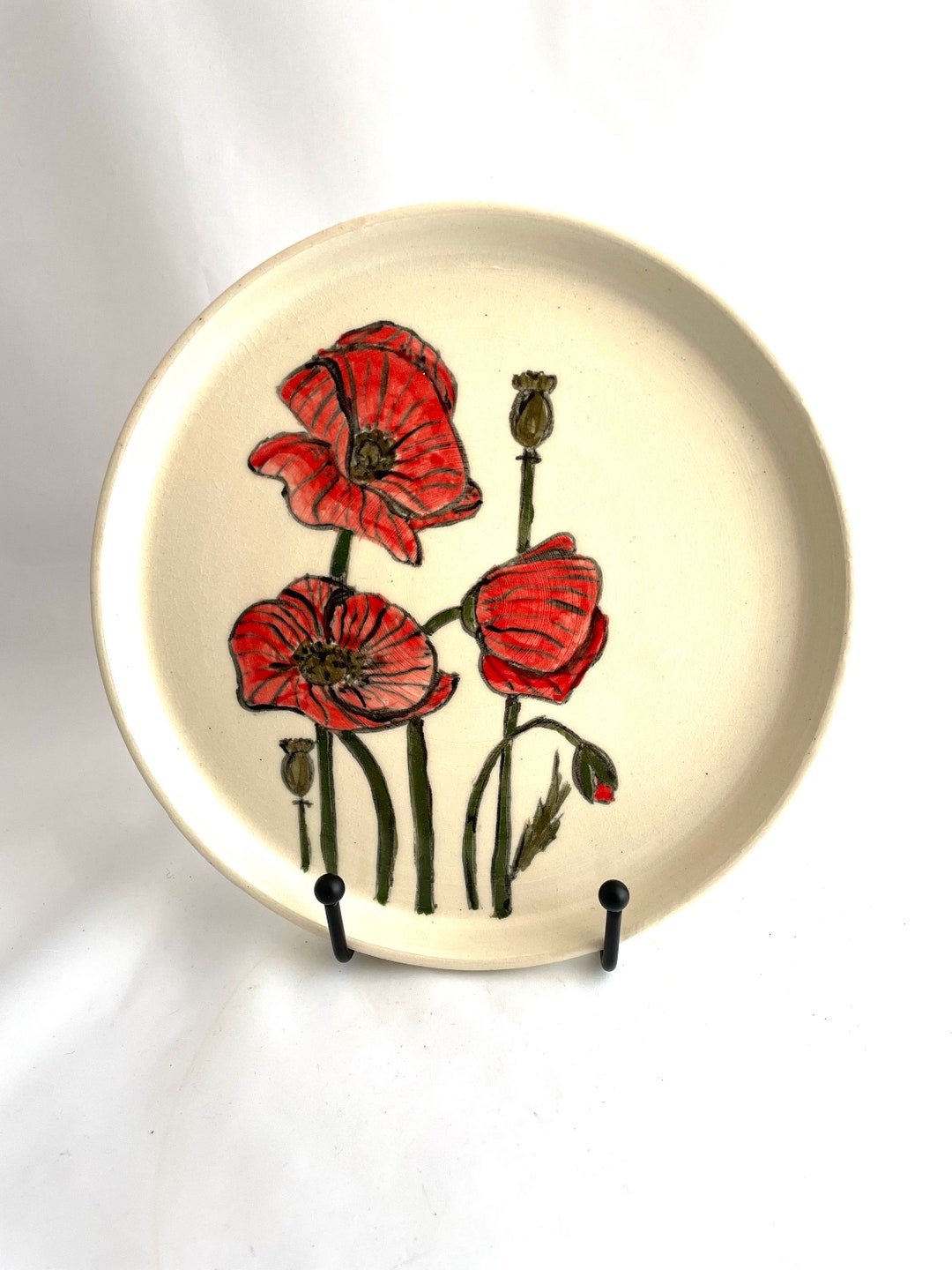 Hand-painted Poppy Plate - Etsy
