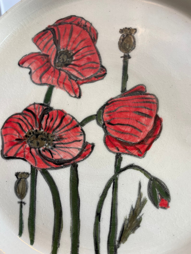 Hand-painted Poppy Plate - Etsy