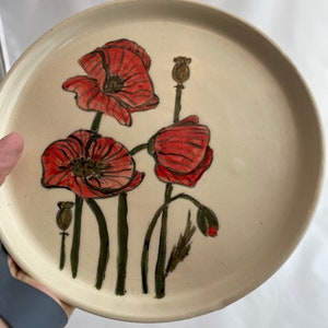 Hand-painted Poppy Plate - Etsy