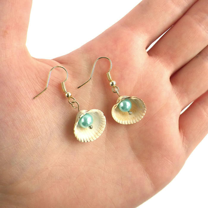 Real Shell Earrings pearl earrings / mermaid earrings / | Etsy