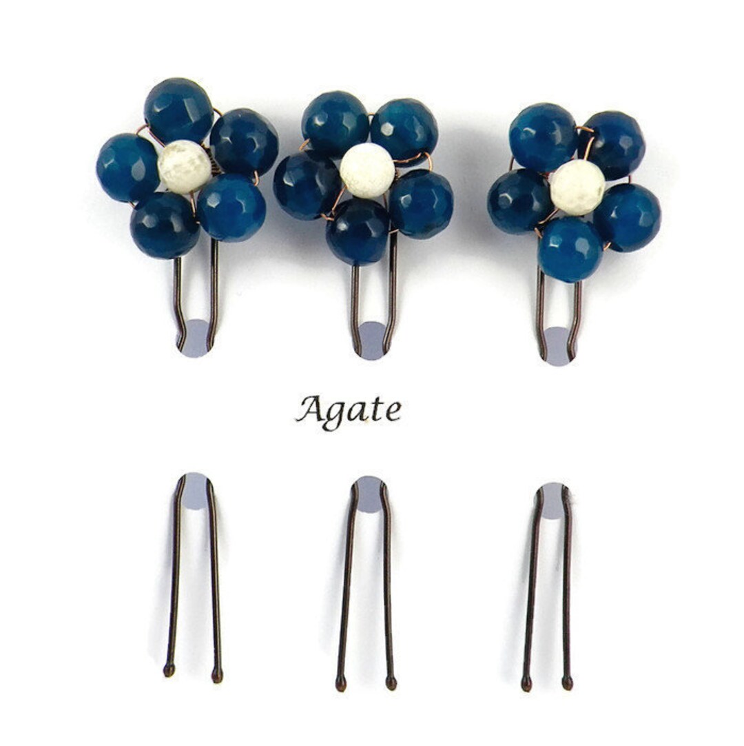 Cobalt Blue Flower Hair Pin / Blue Hair Pins / Bridesmaid Hair Pin - Etsy