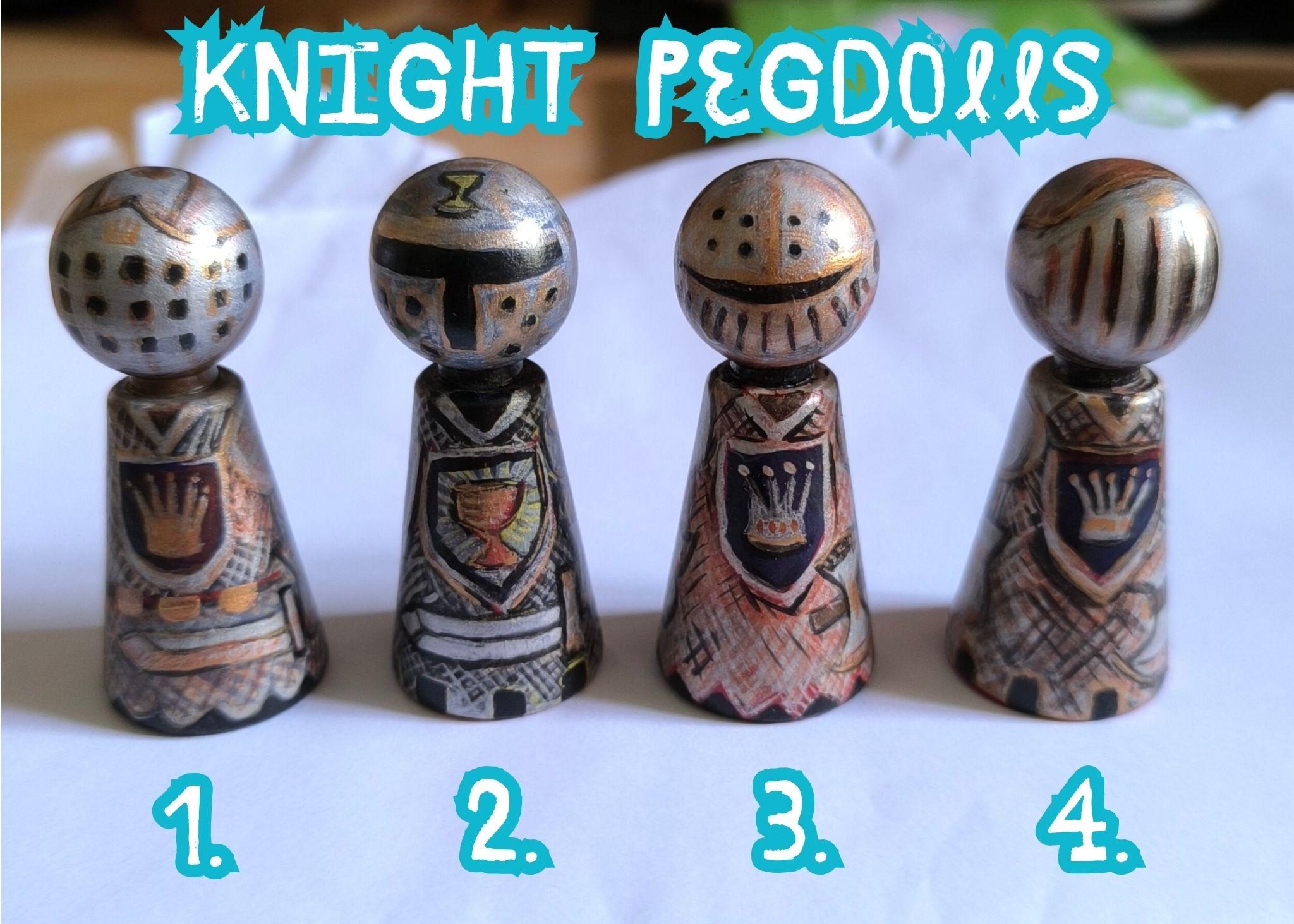 Hand-painted Medieval Knight Peg Dolls – Set of 4 Beechwood Warriors - Etsy