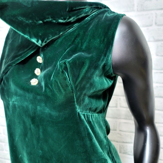 Vintage 60s Emerald Green Velvet Mod GoGo Mini Dress … - Gem