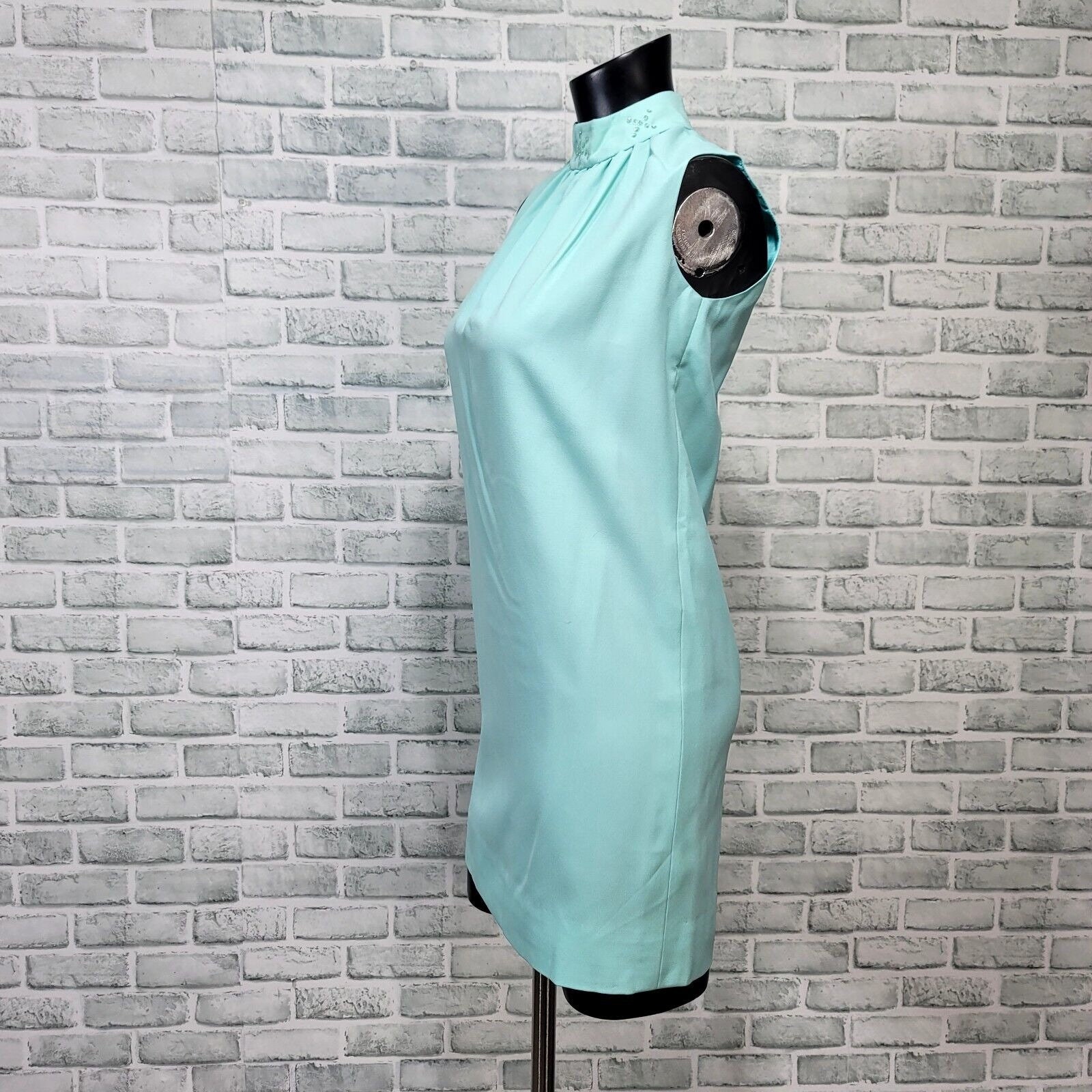 Vintage 60s Mint Green Mod Go Go Micro Mini Shift Dress Mock Neck ...