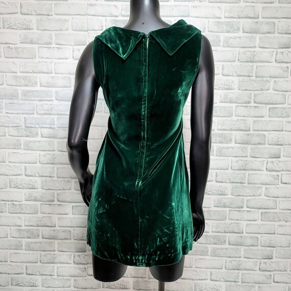 Vintage 60s Emerald Green Velvet Mod GoGo Mini Dress … - Gem