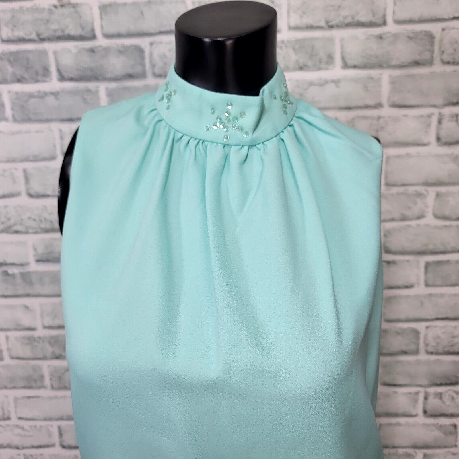 Vintage 60s Mint Green Mod Go Go Micro Mini Shift Dress Mock Neck ...