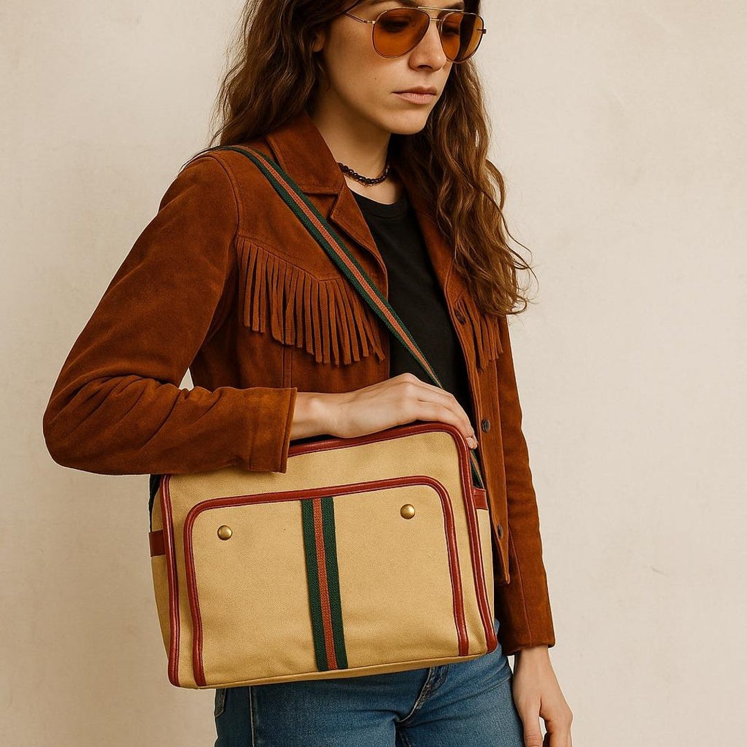 Vintage 70s Canvas Messenger Bag Red Trim Stripe Strap Taiwan ROC ...
