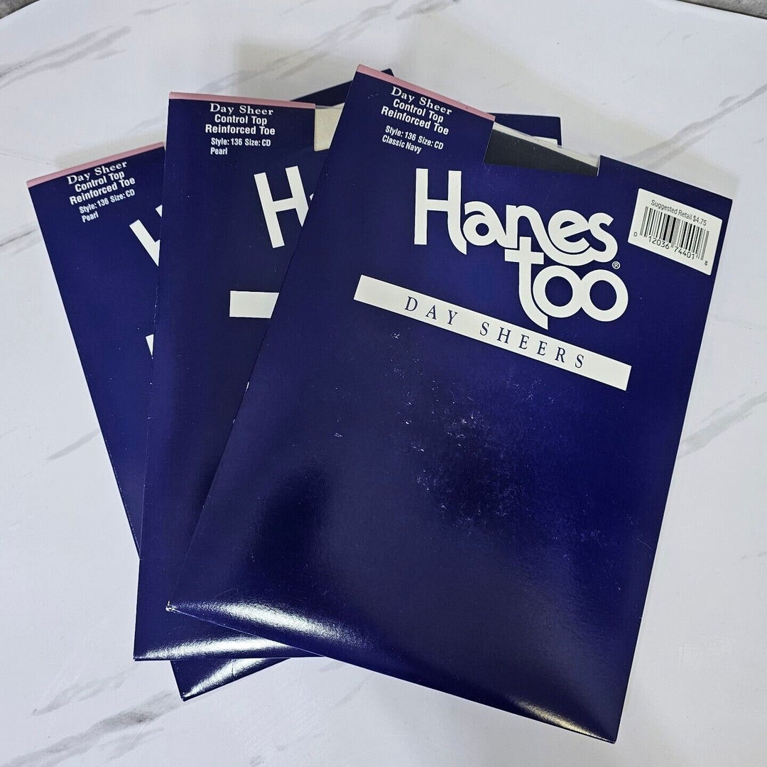 Vintage Hanes Too Day Sheers Pantyhose Lot of 3 Style 136 Size CD Navy ...