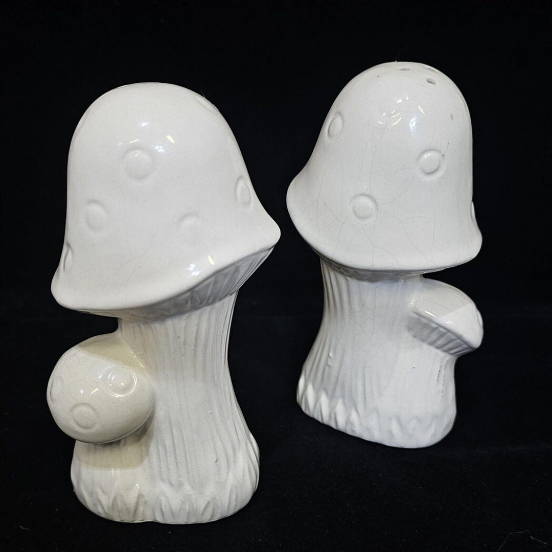 Vintage White Mushroom Phallic Ceramic Salt & Pepper Shakers Japan ...