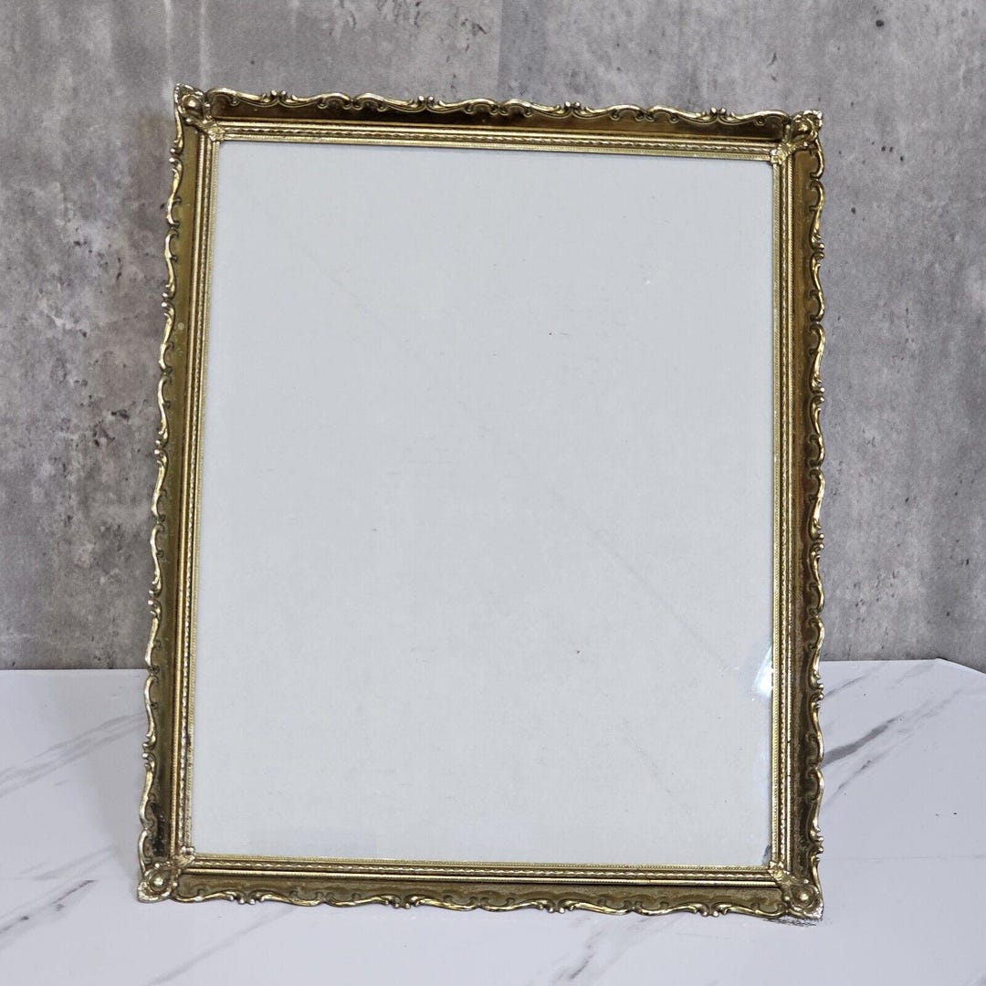 Vintage 70s Ornate Gilded Aged Brass Frame 8x10" Victorian Scroll ...