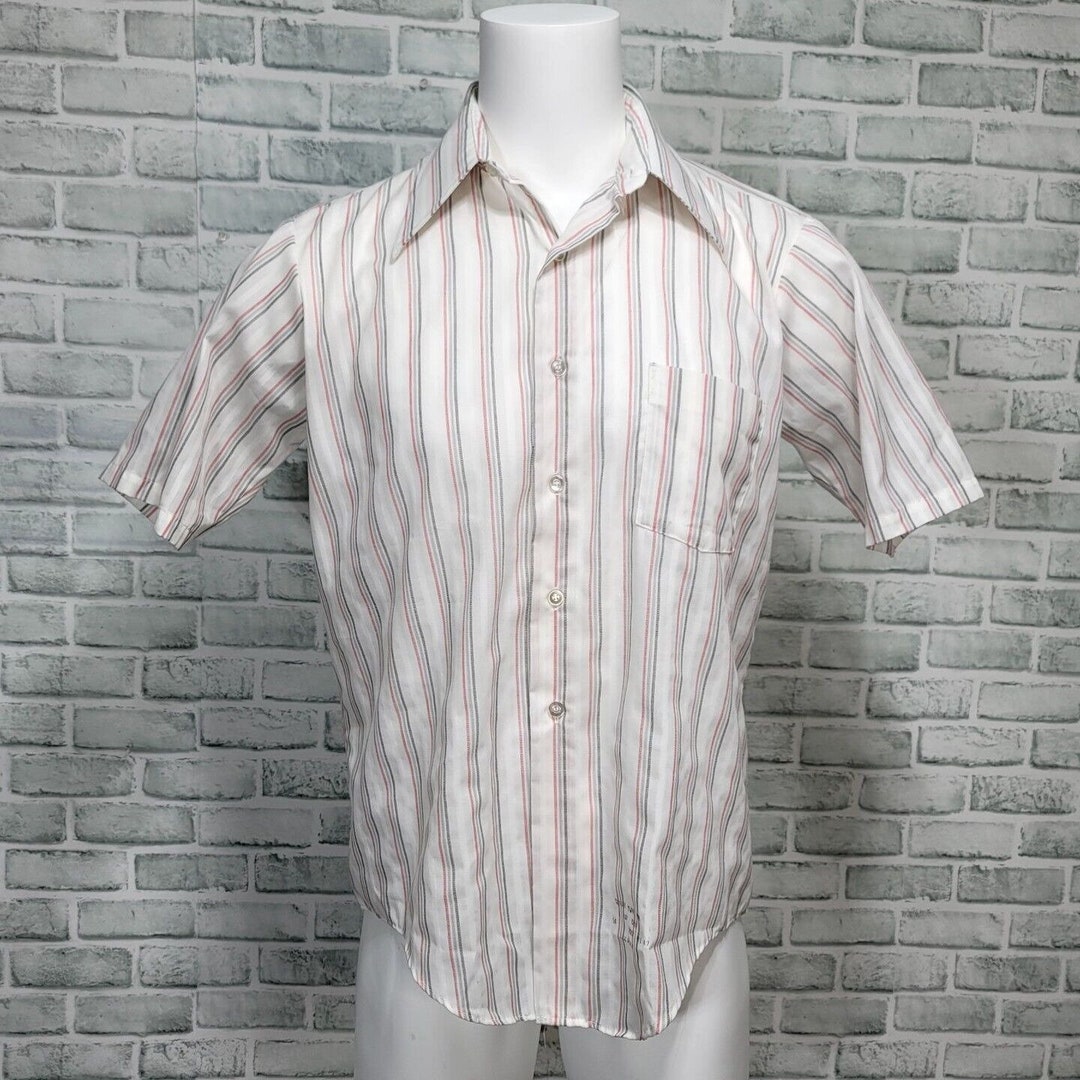 Vintage 70s Manhattan Torque Penthouse Collection Mens 16 Striped S/S ...