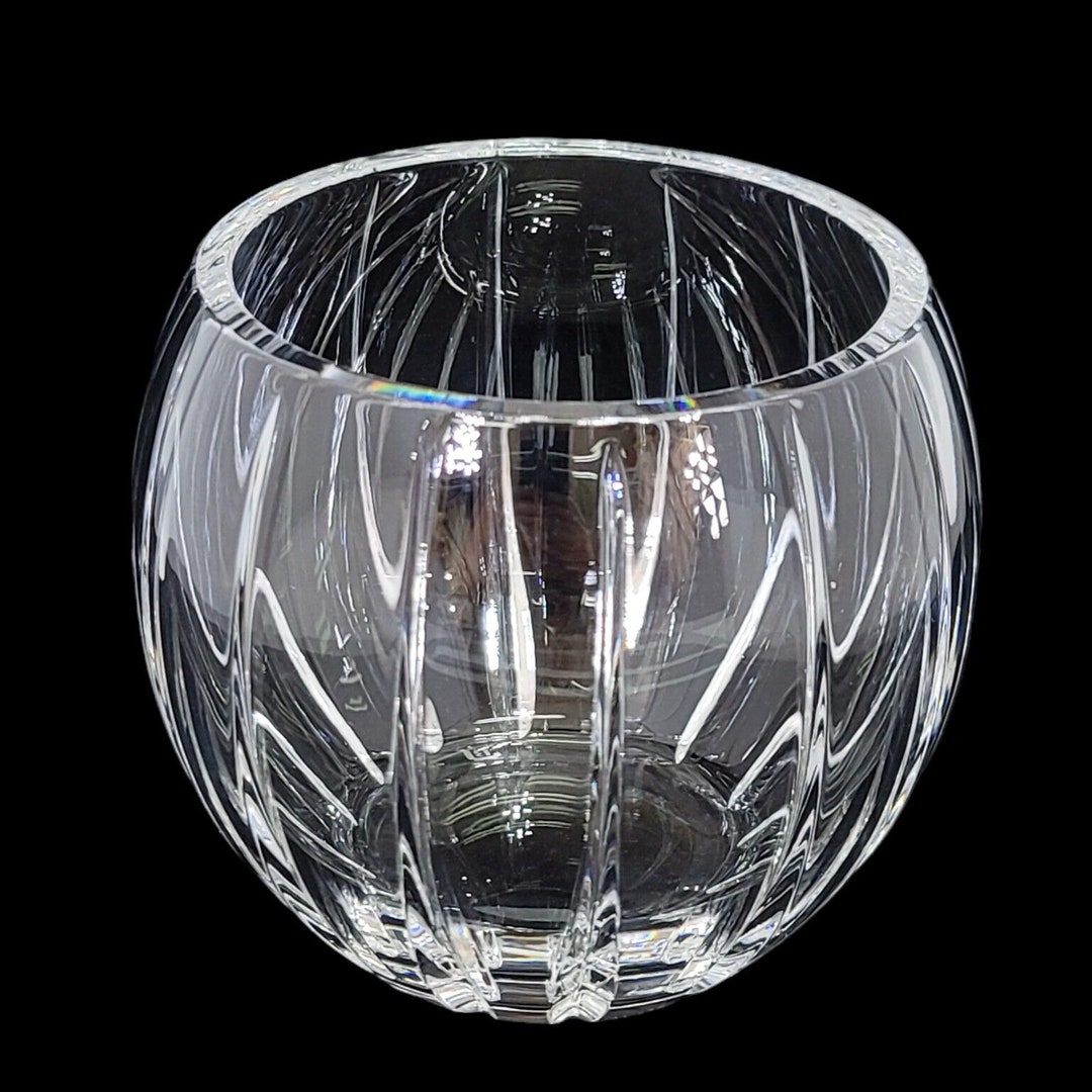 Vintage Lead Crystal Round Sphere Floral Posy Bowl Vase Cut Decor ...