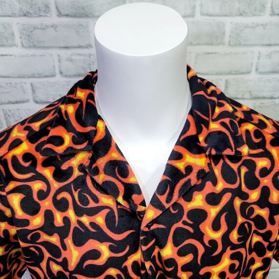 Vintage 90s 3rd Rail L/XL Flame Fire Pattern Button F… - Gem