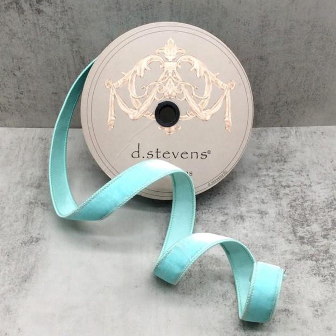1 Inch Ocean Water Blue Velvet Wired Ribbon, Blue Velvet D Stevens ...