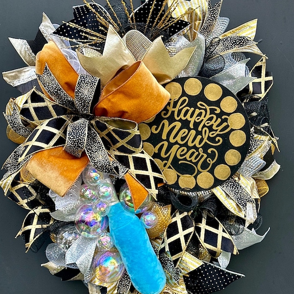 New Year Wreath - Etsy