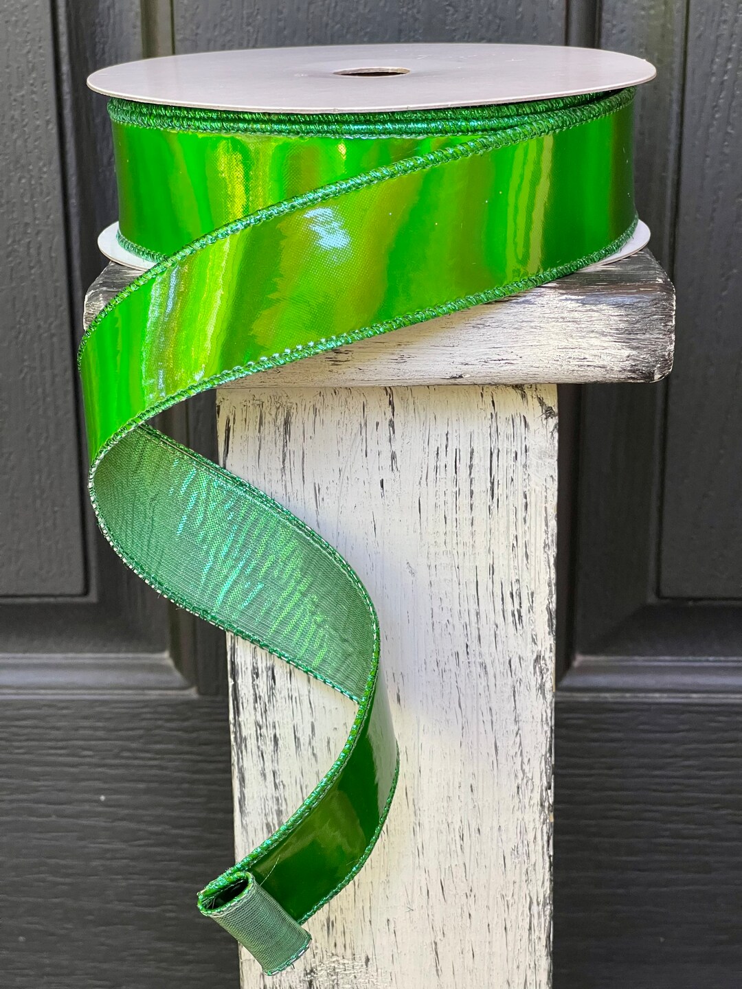 1.5 Inch Wired Emerald Green Ribbon, 10 Yards, Green Farrisilk Color ...