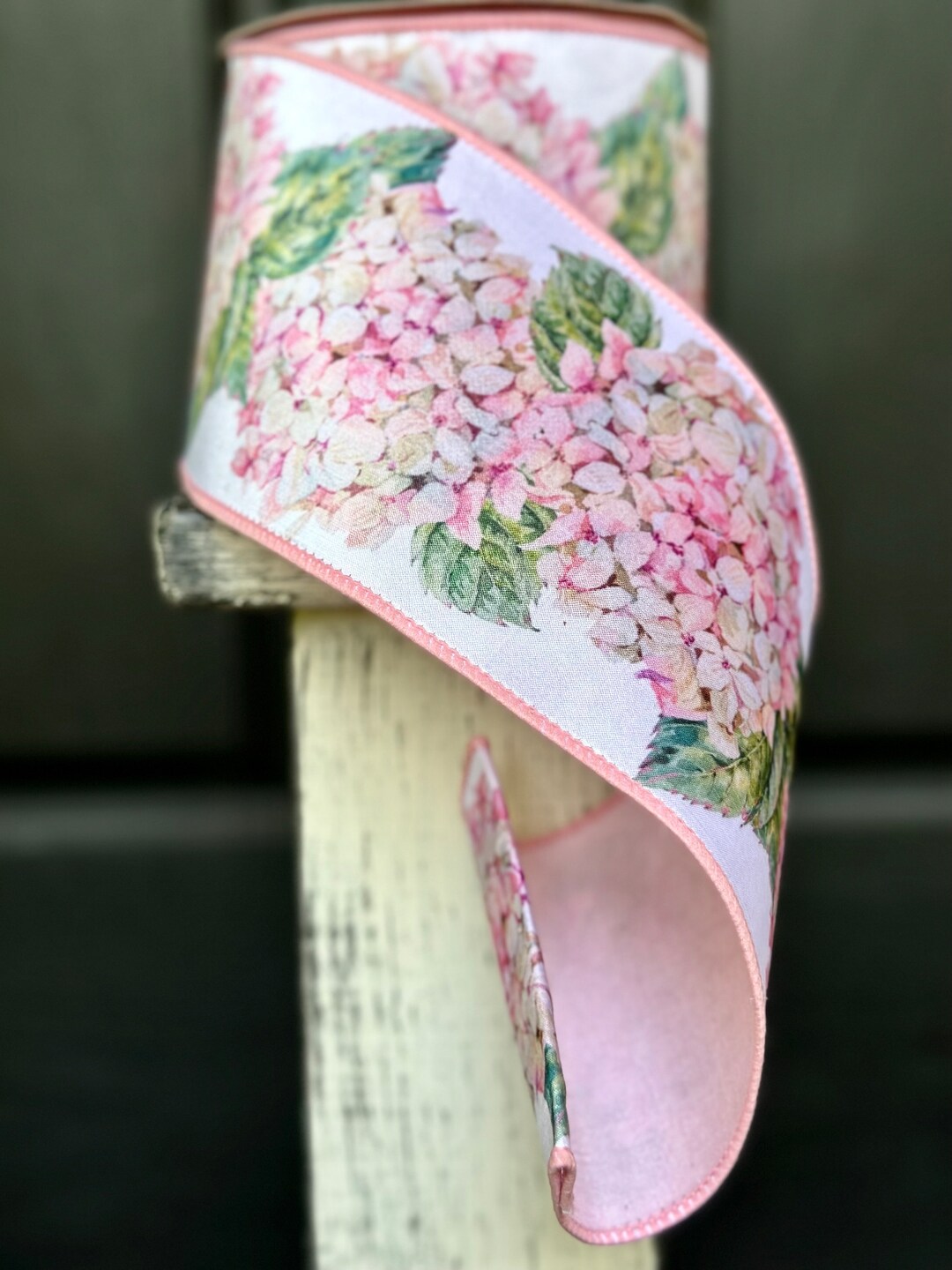4 Inch Wired Farrisilk Ribbon, 10 Yards, Pink Hydrangea Ribbon, Spring ...