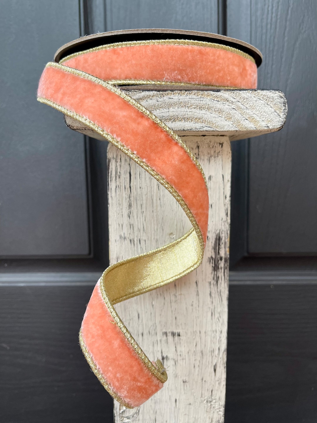 1 Inch Orange Velvet Ribbon, Designer Velvet Ribbon, Wired Luxury ...