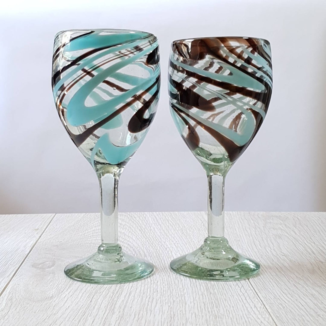 Arte Deco Edition -turquoise Wine Glass - Mexican Wine Glass (set of ...