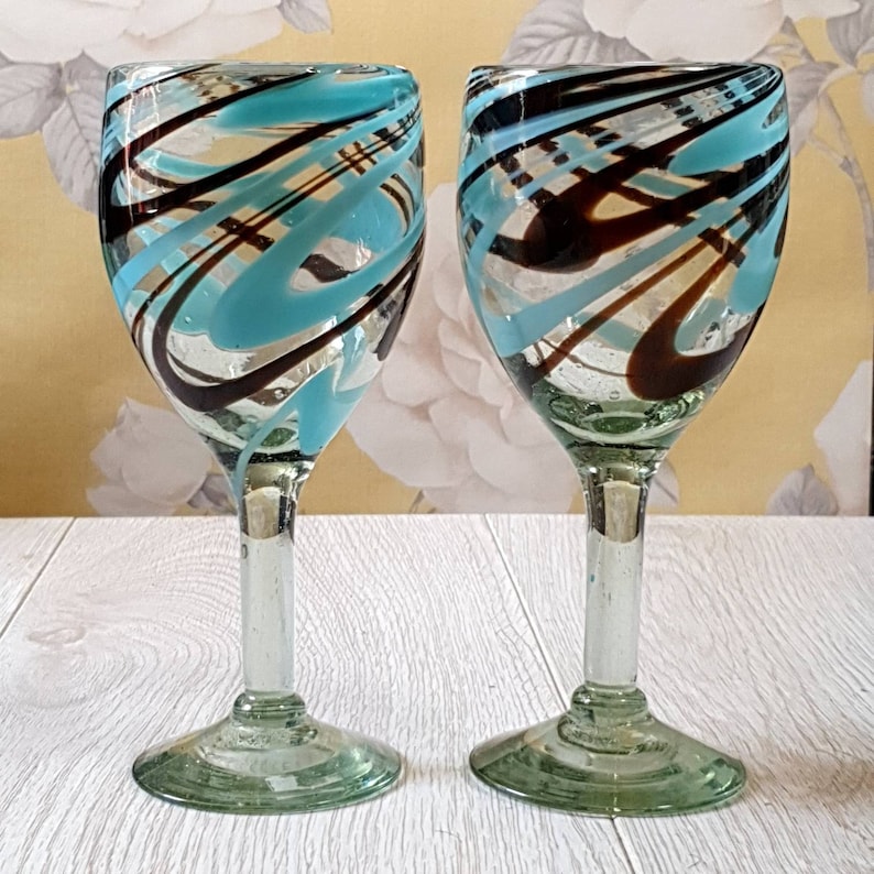 Arte Deco Edition -turquoise Wine Glass - Mexican Wine Glass (set of ...