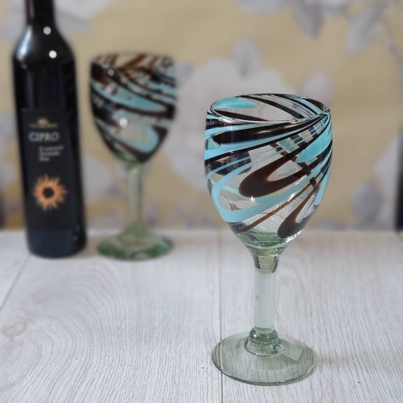 Arte Deco Edition -turquoise Wine Glass - Mexican Wine Glass (set of ...