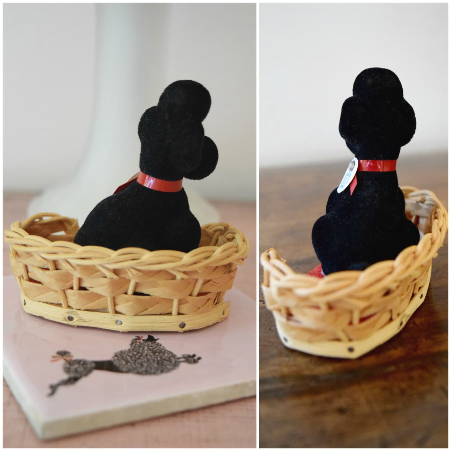 Vintage Poodle Toy/ Dog Lover Gift/ Midcentury Black Standard Poodle in ...