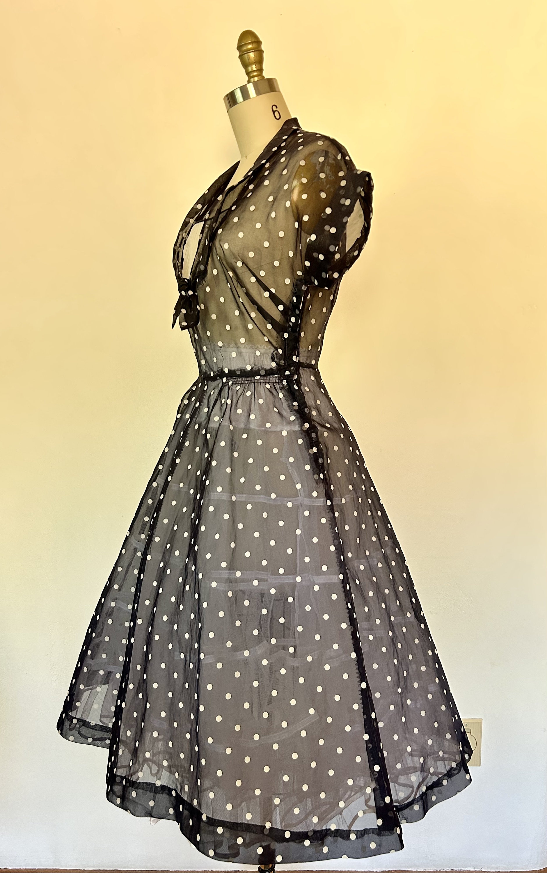 1950s Vintage Navy Blue Polka Dot Fit and Flare Dress - Etsy