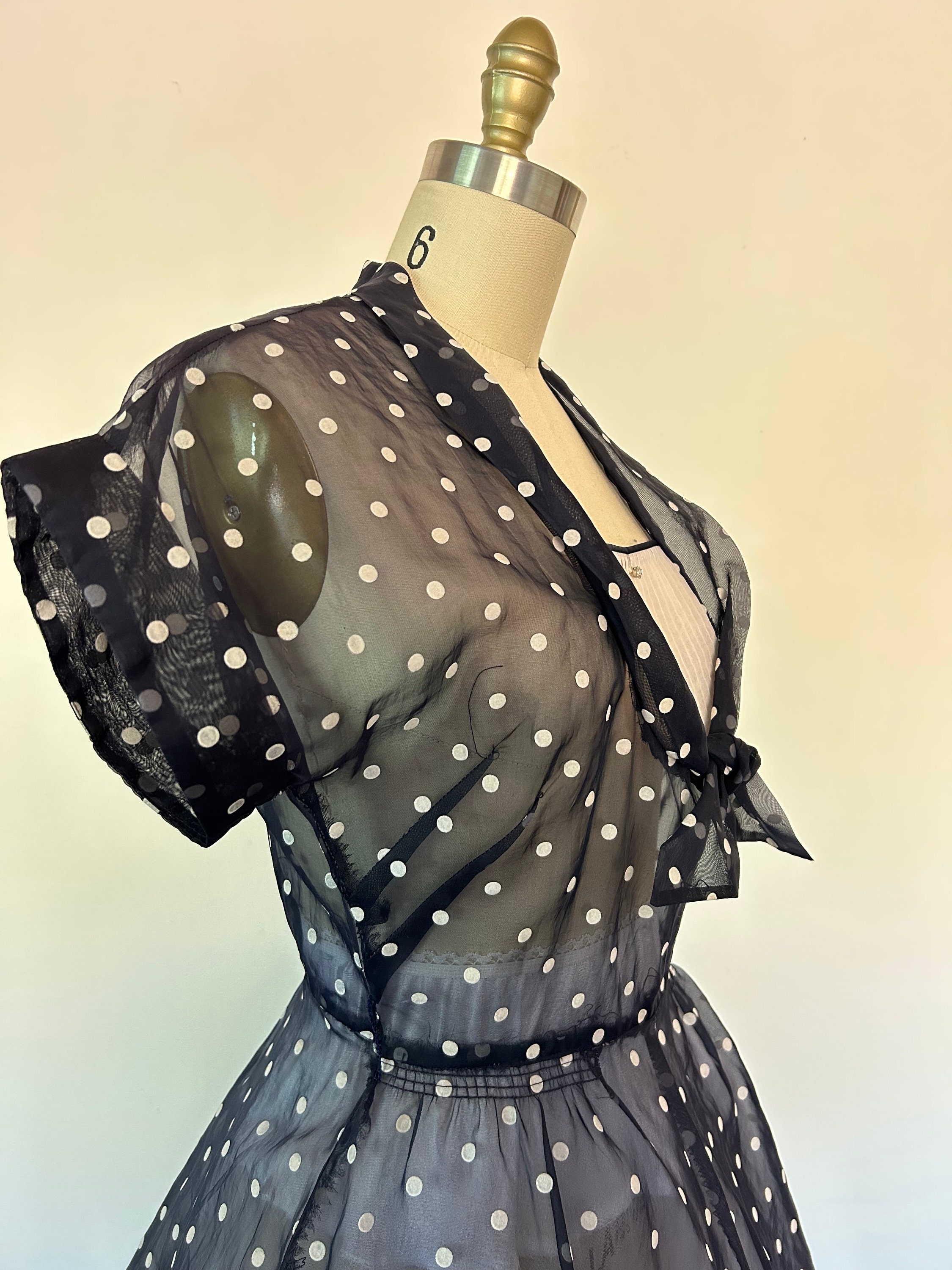 1950s Vintage Navy Blue Polka Dot Fit and Flare Dress - Etsy